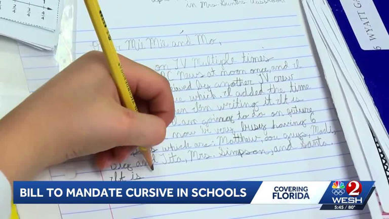 Florida lawmakers propose cursive writing bill for schools