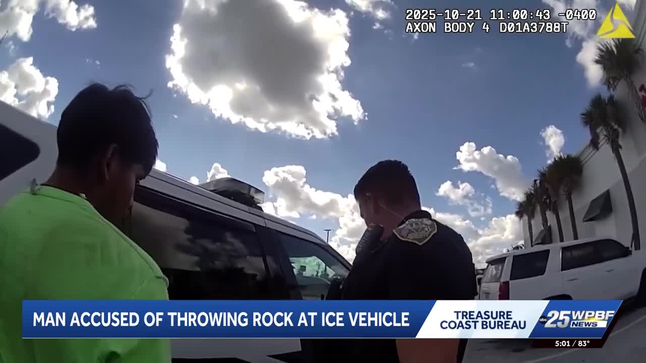 Man arrested after throwing rock at ICE vehicle in Tradition