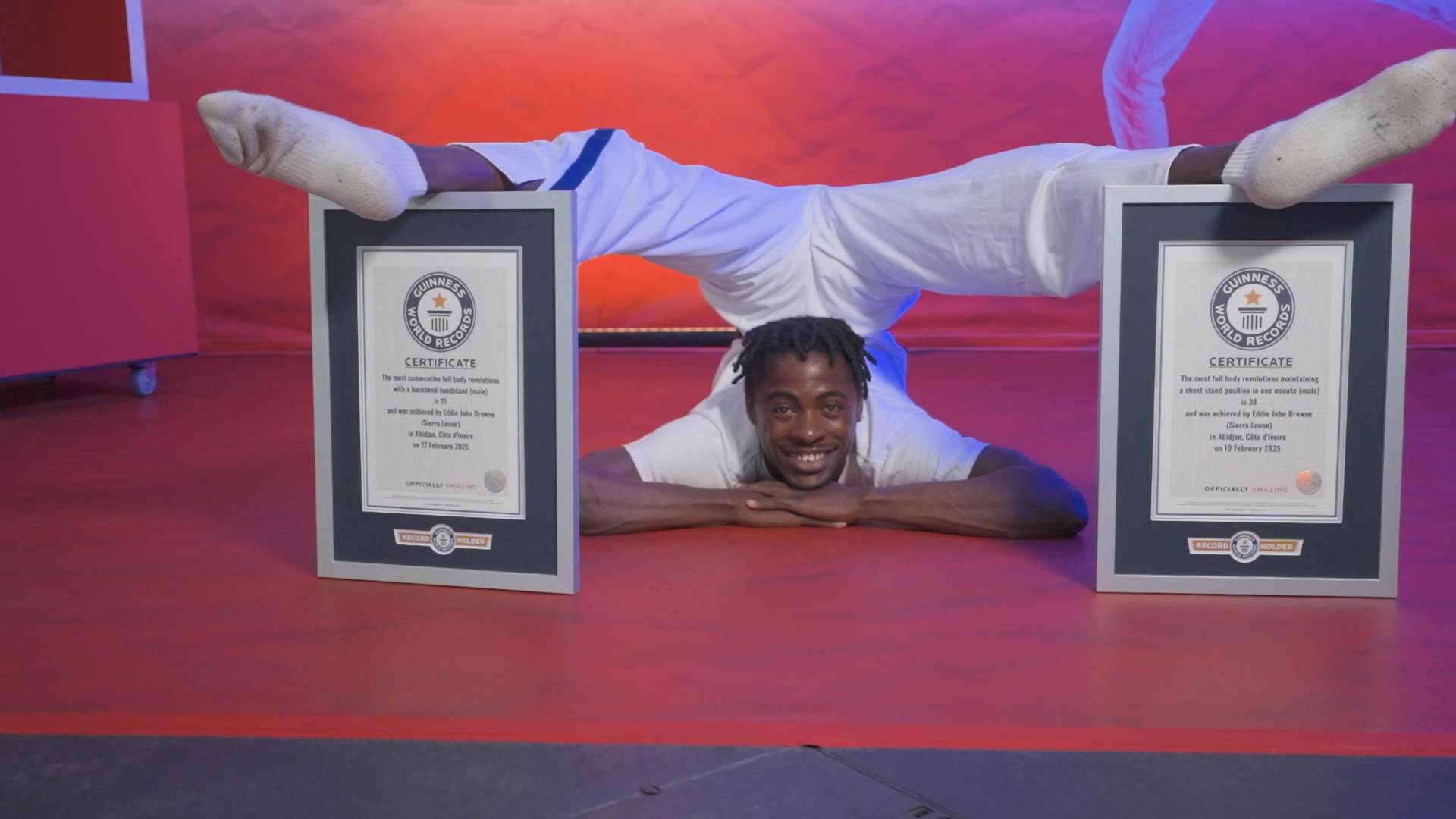 Most full body revolutions maintaining a chest stand position in one minute (male) - 38 by Eddie ...