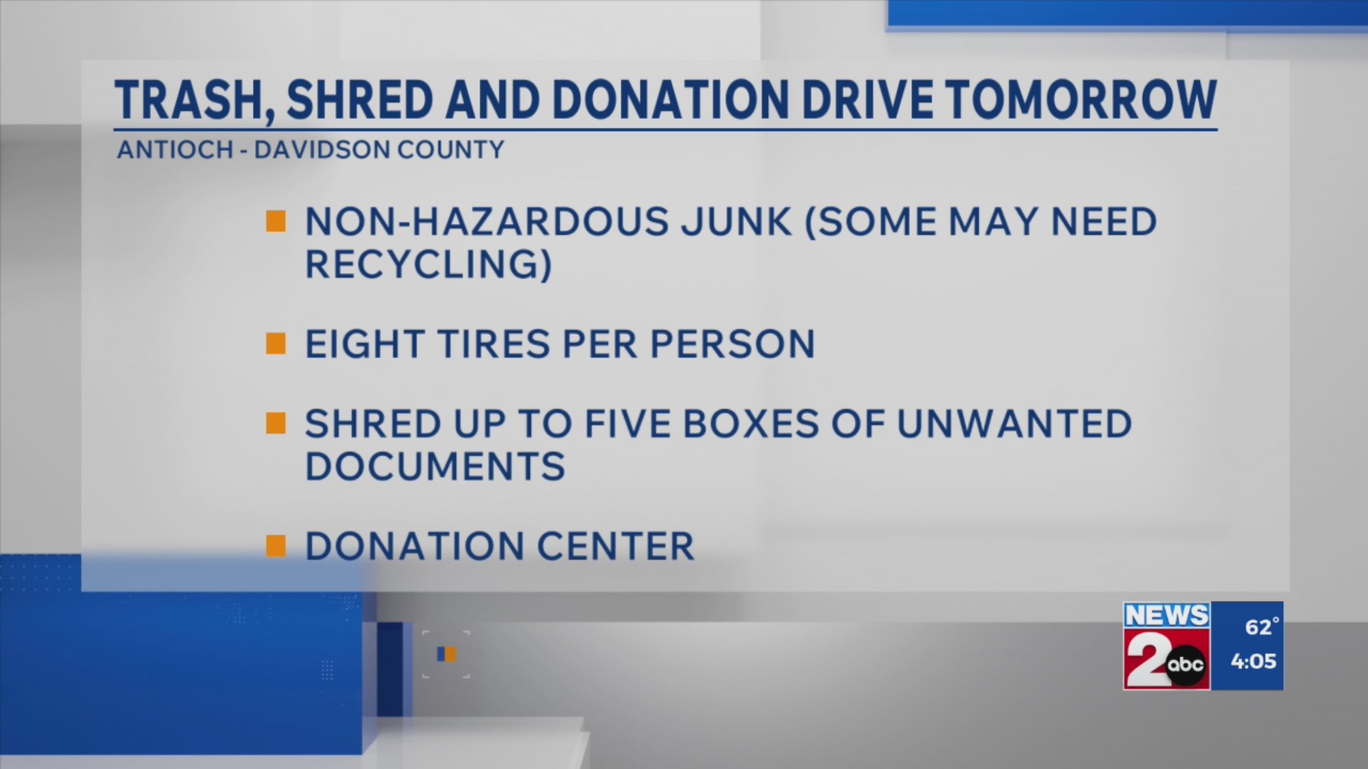 Trash, shred and donation drive happening Saturday in Antioch