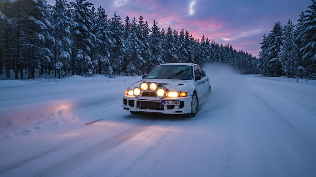Mitsubishi Evo 5 RS – Final Drive in the Snow