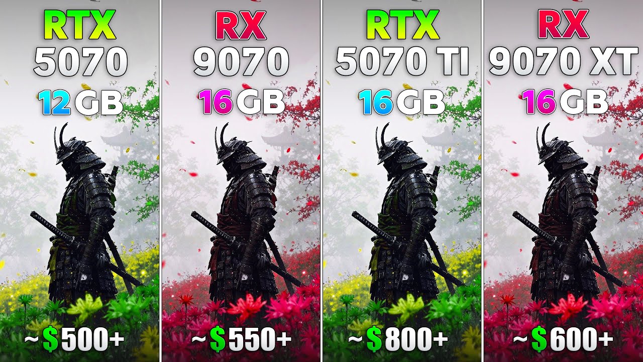 RTX 5070 vs RX 9070 vs RTX 5070 Ti vs RX 9070 XT - Test in 10 games