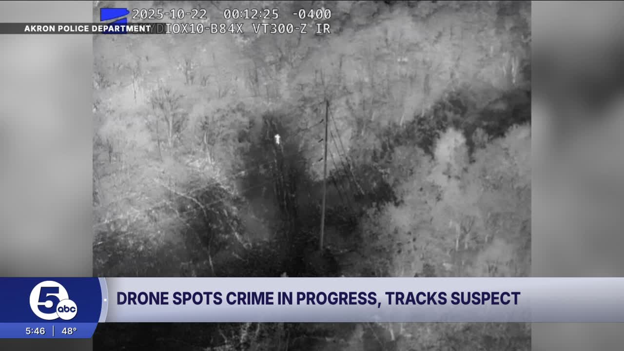 VIDEO: Suspected crooks dash, but can't outrun police drone in Akron