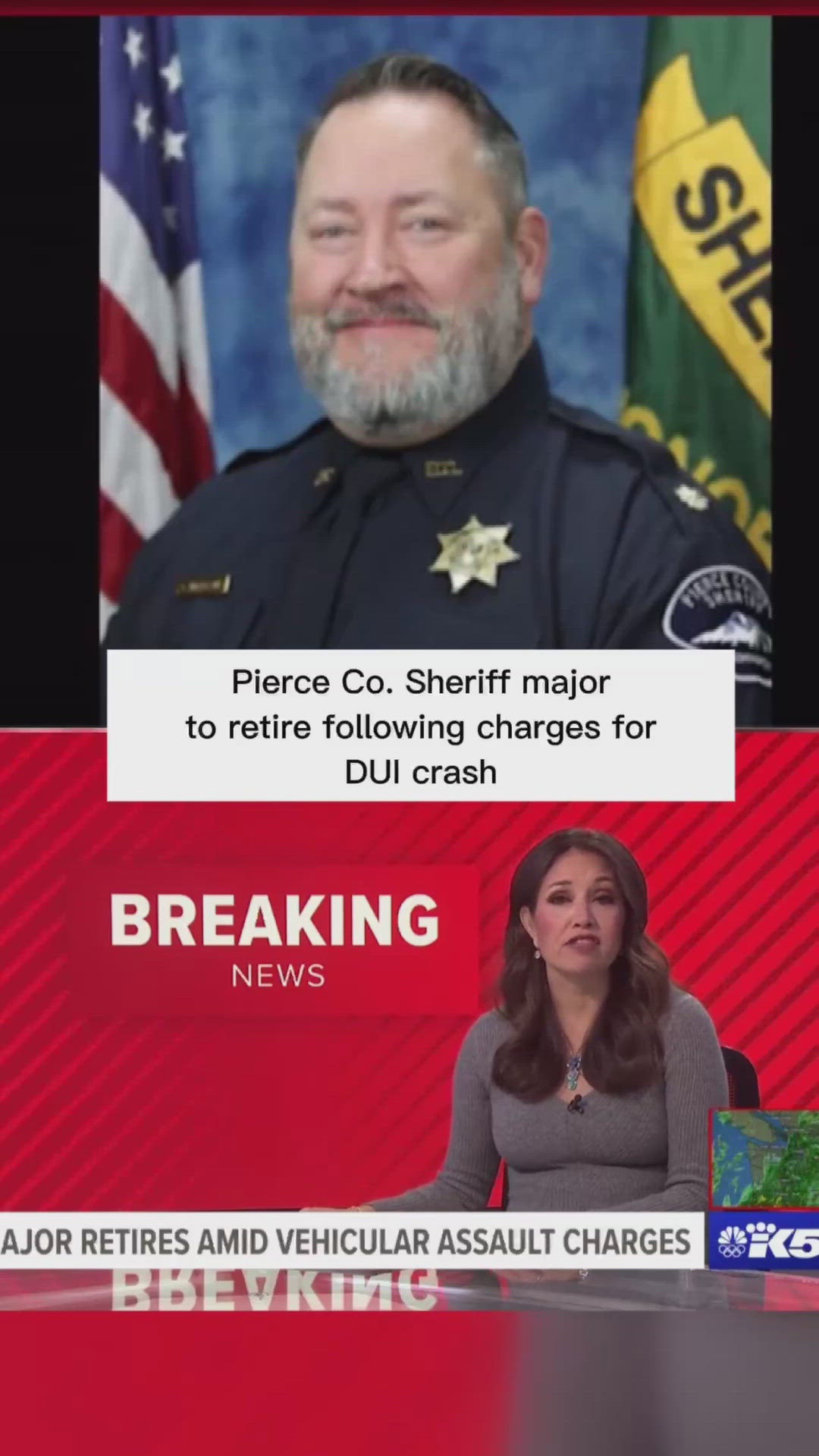 Pierce County Sheriff major to retire following charges for DUI crash