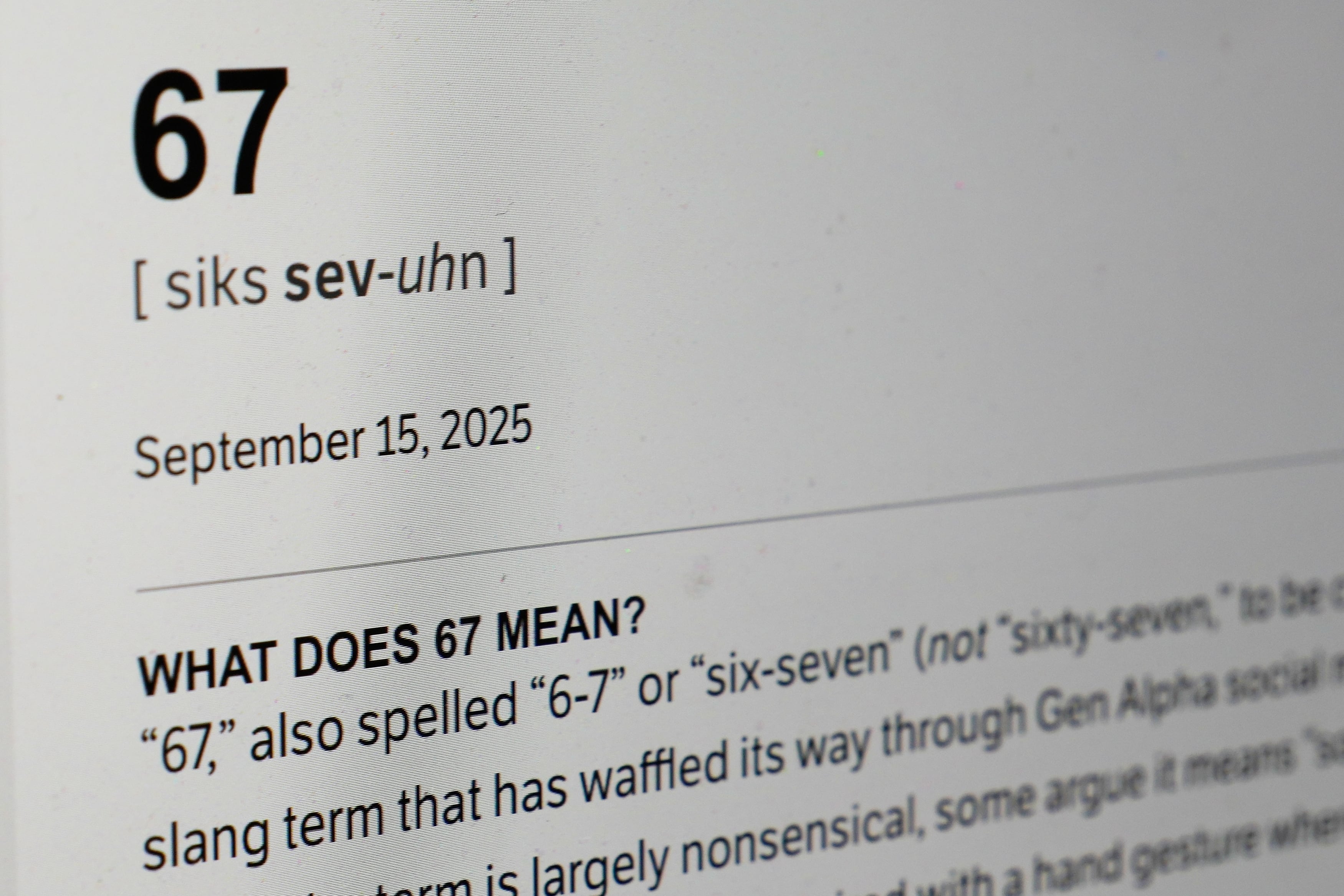 Dictionary.com Names '67' 2025 Word of the Year