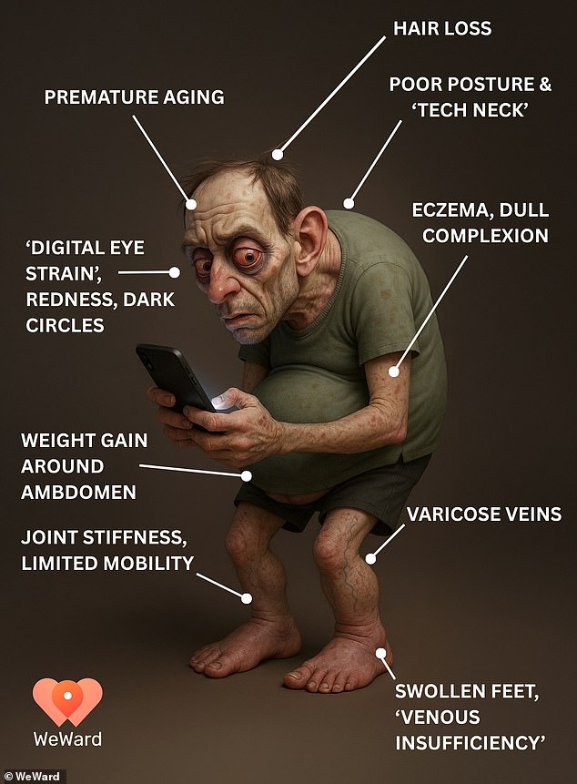 Sunken eyes and 'tech neck': Grotesque model shows what sedentary ...