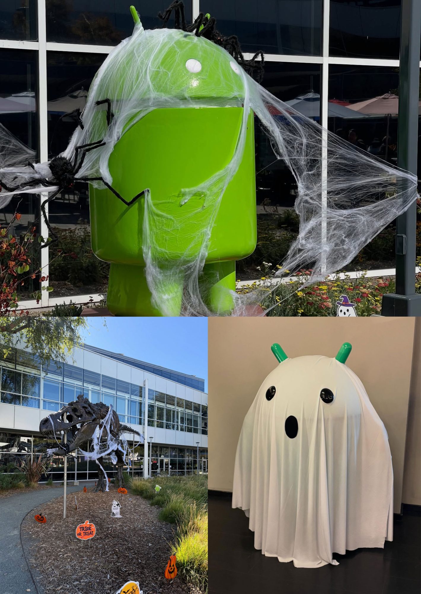 Spooky season catches up with Google's Android statues