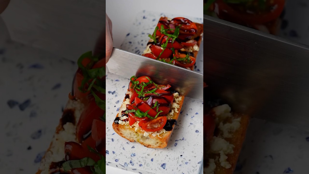 Baked feta bruschetta #shorts #food #asmr