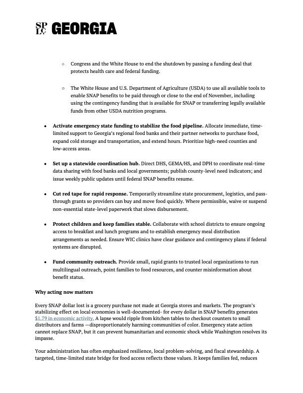 180 organizations sign letter urging Gov. Kemp to address SNAP crisis