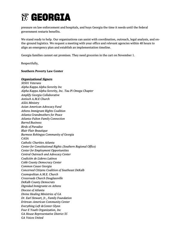 180 organizations sign letter urging Gov. Kemp to address SNAP crisis
