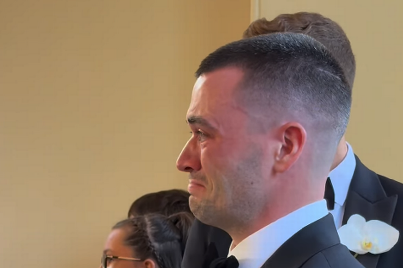 Emotional moment as Roy Keane's son Aidan sees bride in unseen wedding ...