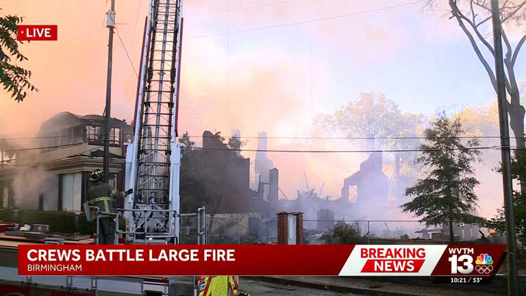 Crews continue to battle massive Birmingham Southside fire