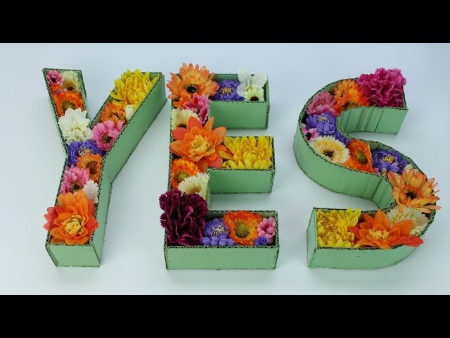 Floral cardboard letter décor