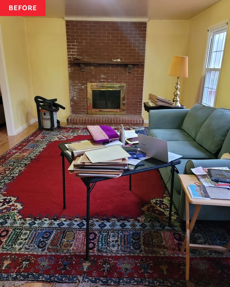 See how a stager lightened up a cramped, awkward living room