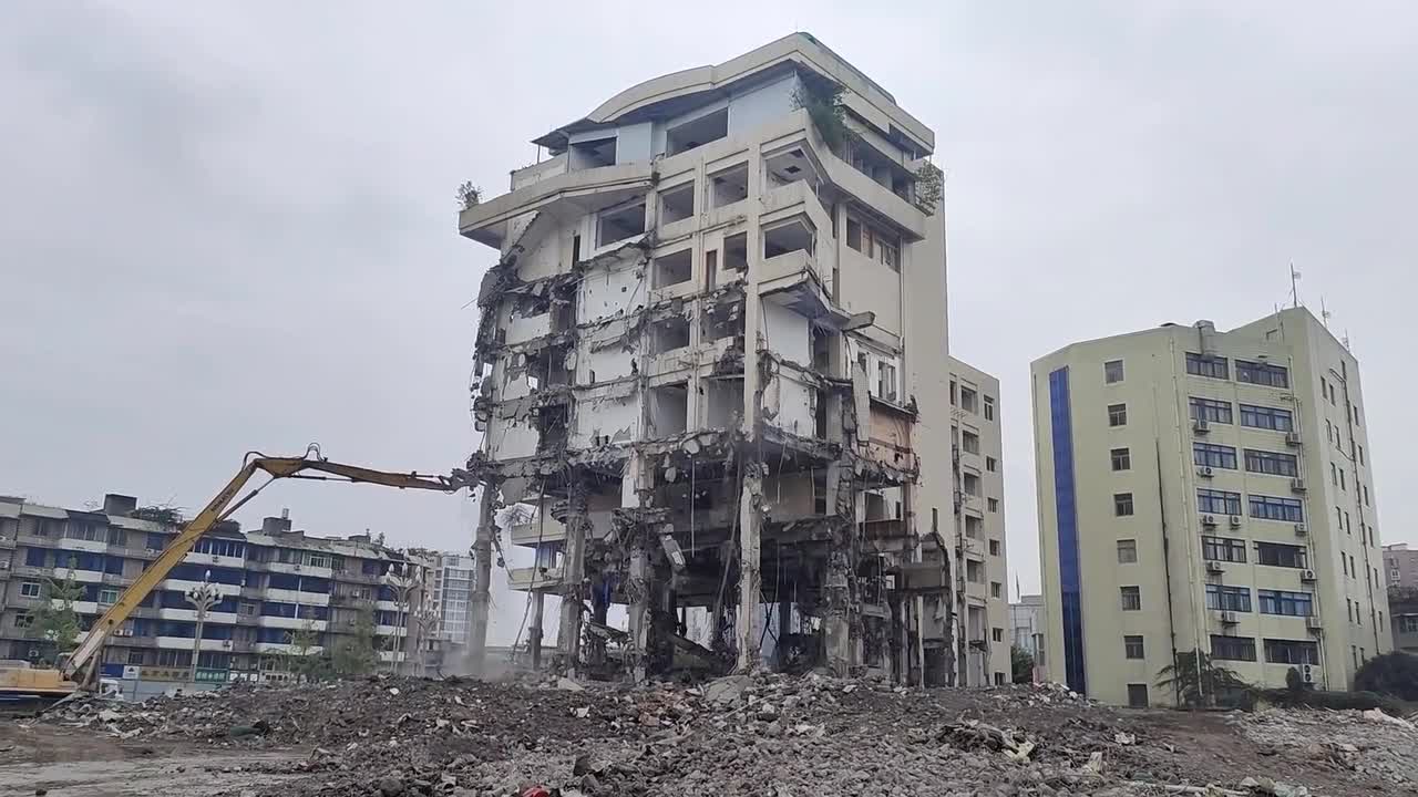 Building demolition captured in Sichuan, China