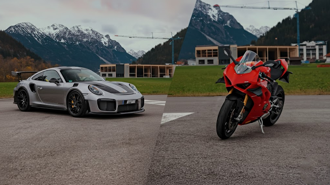 Ducati Panigale V4 S vs Porsche GT2 RS Drag Race