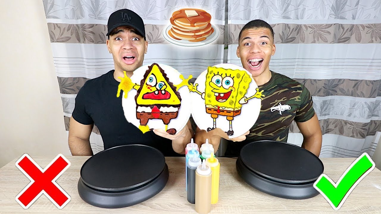Pancake art challenge – SpongeBob & Emoji Pfannkuchen!