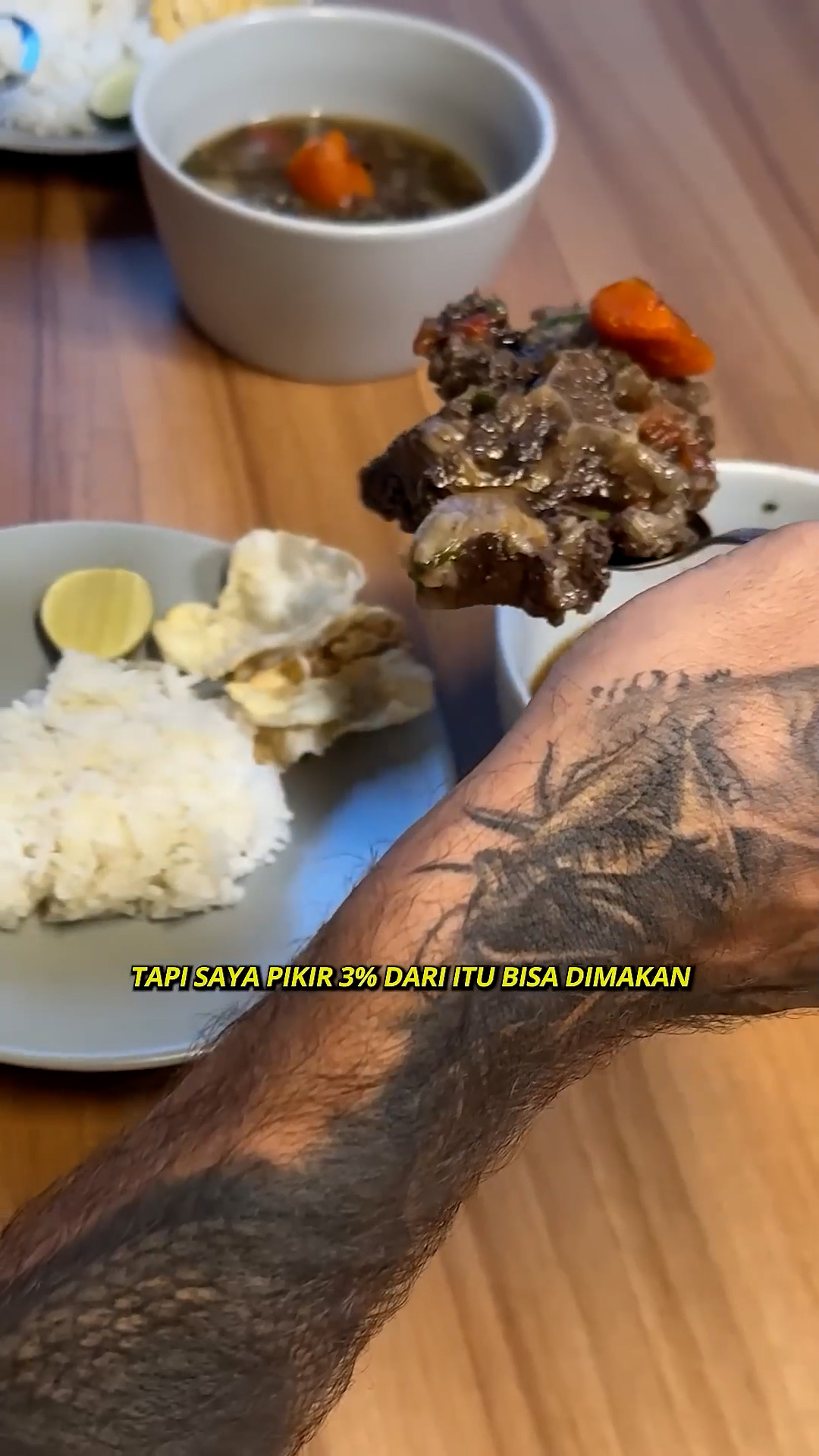 Trying Sop Buntut from Indonesia