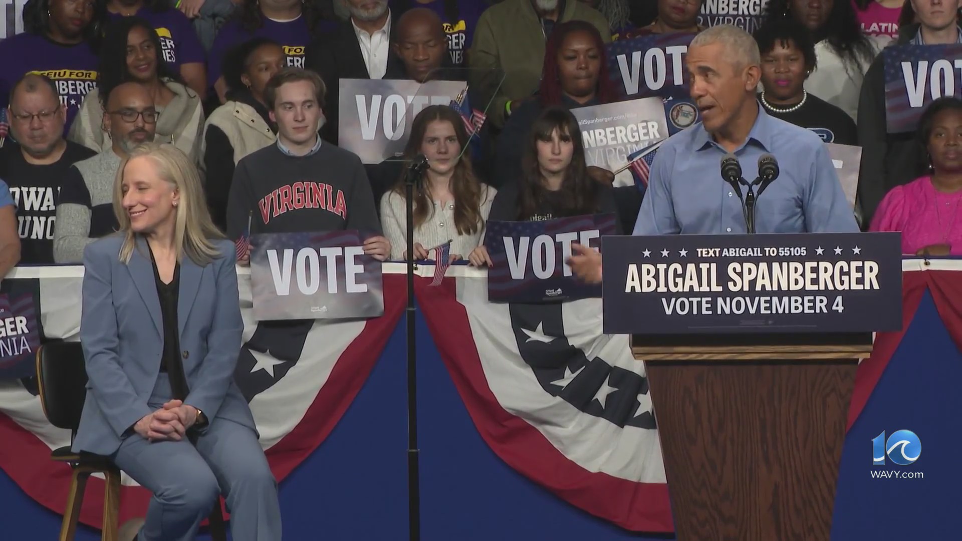 Former President Obama rallies with Spanberger in Norfolk