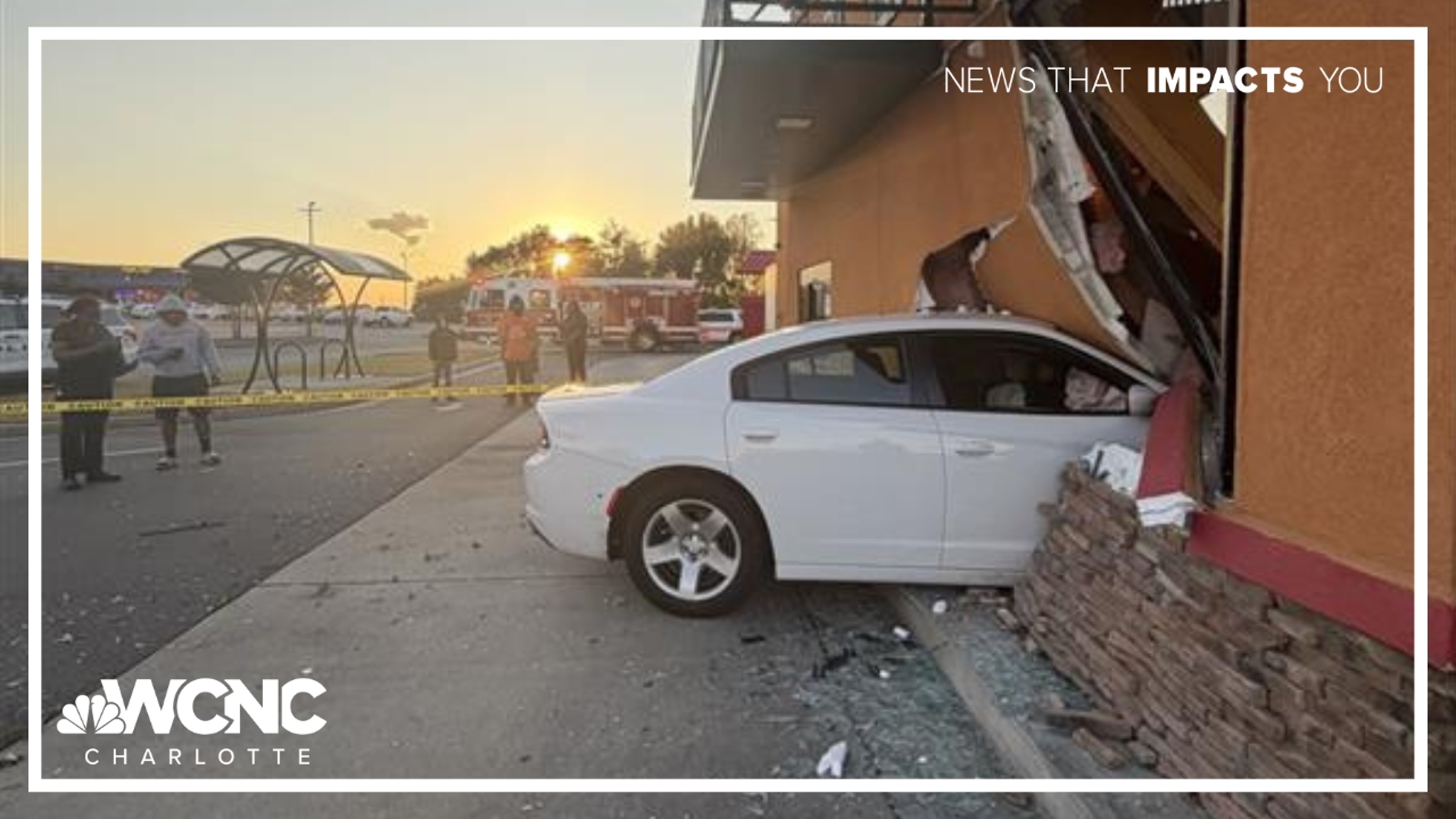 Car crashes into southwest Charlotte Popeye's