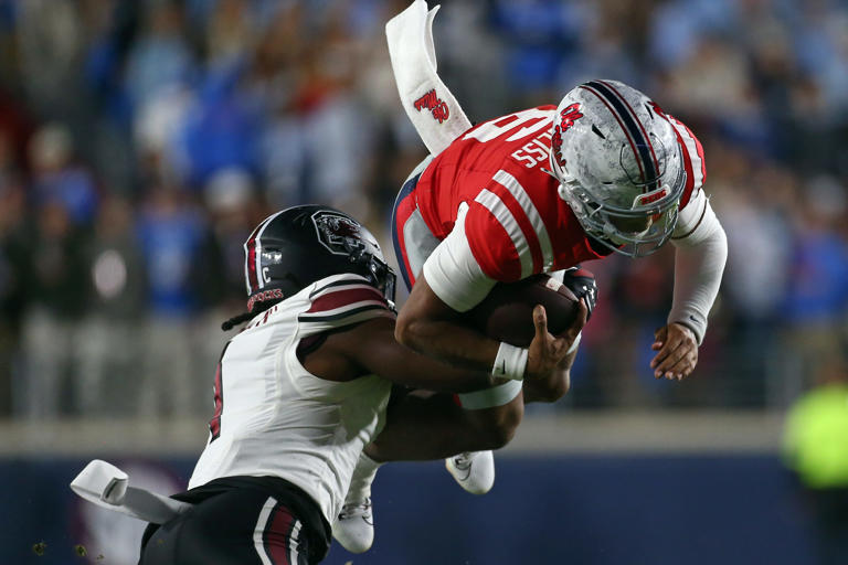 Ole Miss football vs South Carolina highlights: Trinidad Chambliss ...