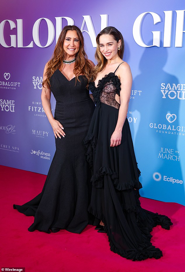 Emilia Clarke wows in a daring lacy black dress alongside Christina ...
