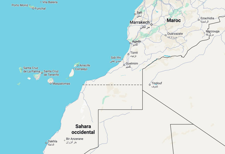 Sur Google Maps au Maroc, la ligne séparant le Sahara occidental du ...