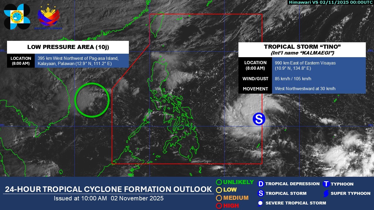 Signal No. 1 up in 4 areas as Tino makes landfall Monday in E. Samar