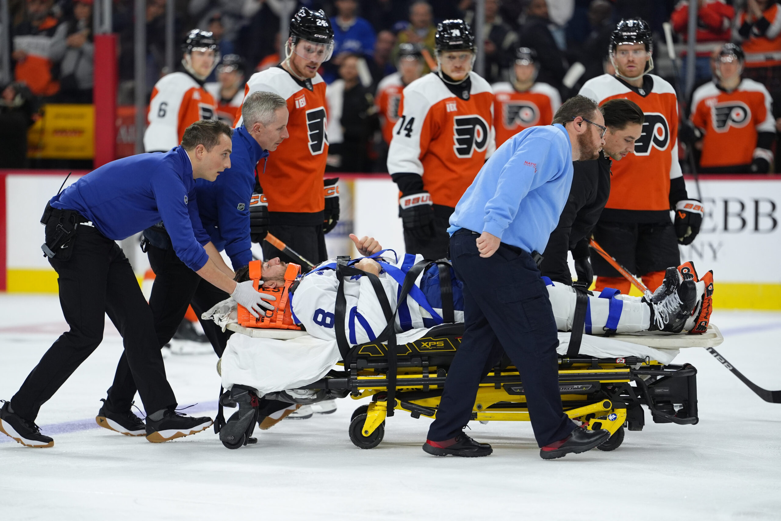 Maple Leafs’ Chris Tanev taken off on stretcher during 3rd period vs ...