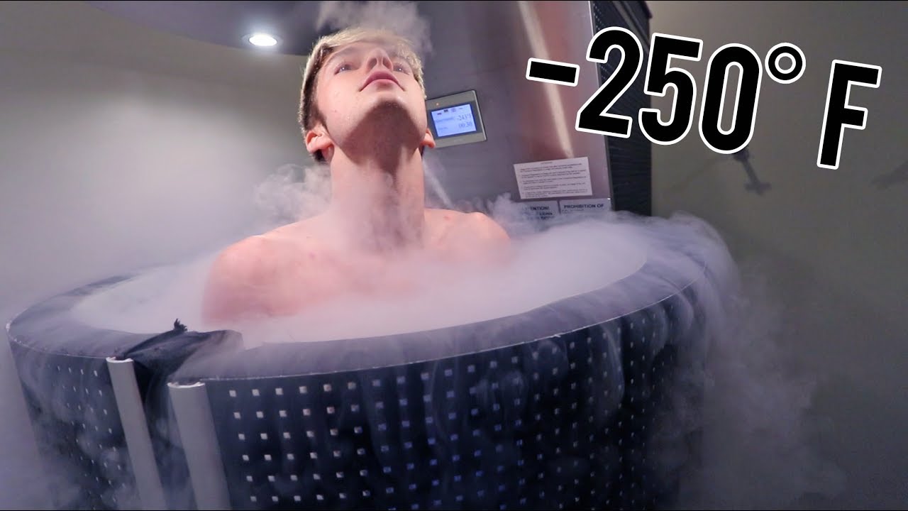 Attempting the three minute challenge inside an ice chamber