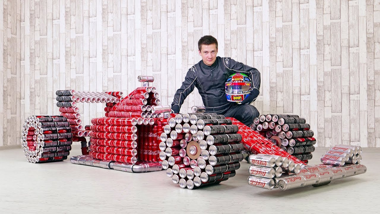 DIY Coca Cola F1 racing car from cans