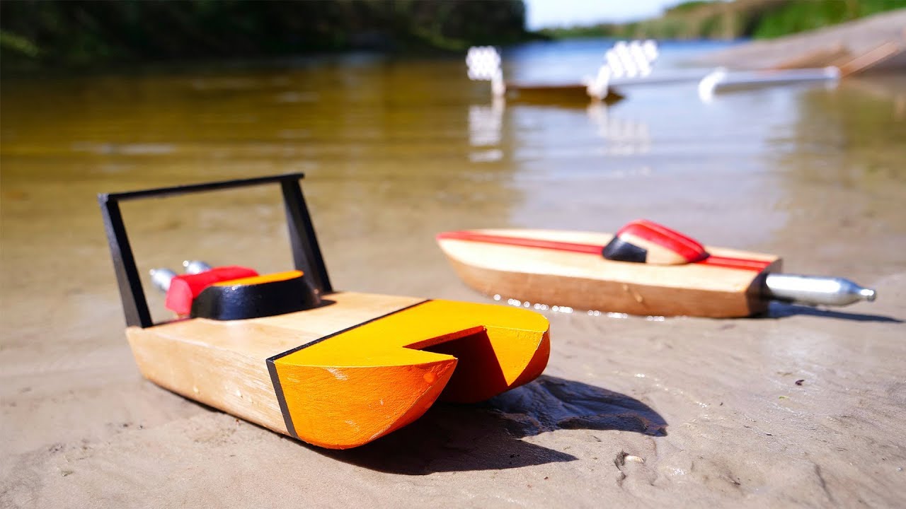 Racing boat powered by CO2 cartridges challenge