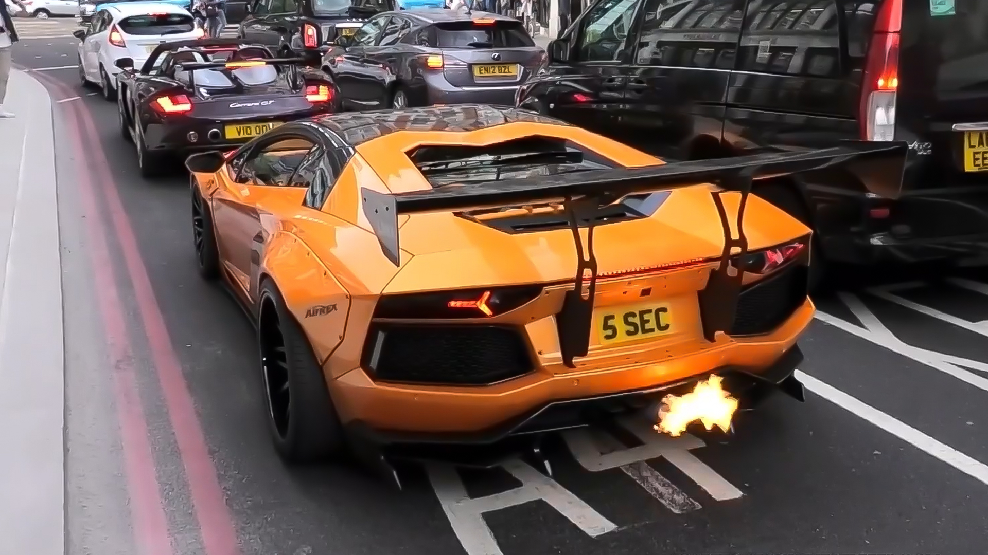 Flames From a $700.000 Liberty Walk Lambo