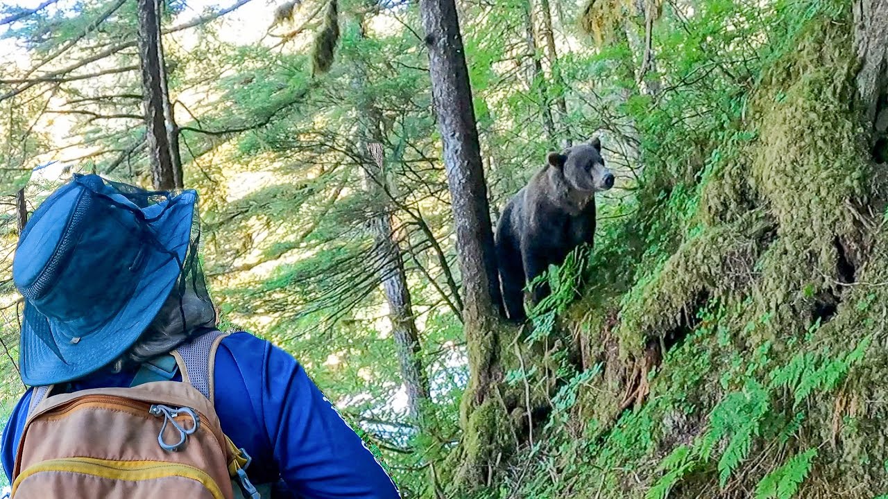 Close call with a bear while salmon fishing!