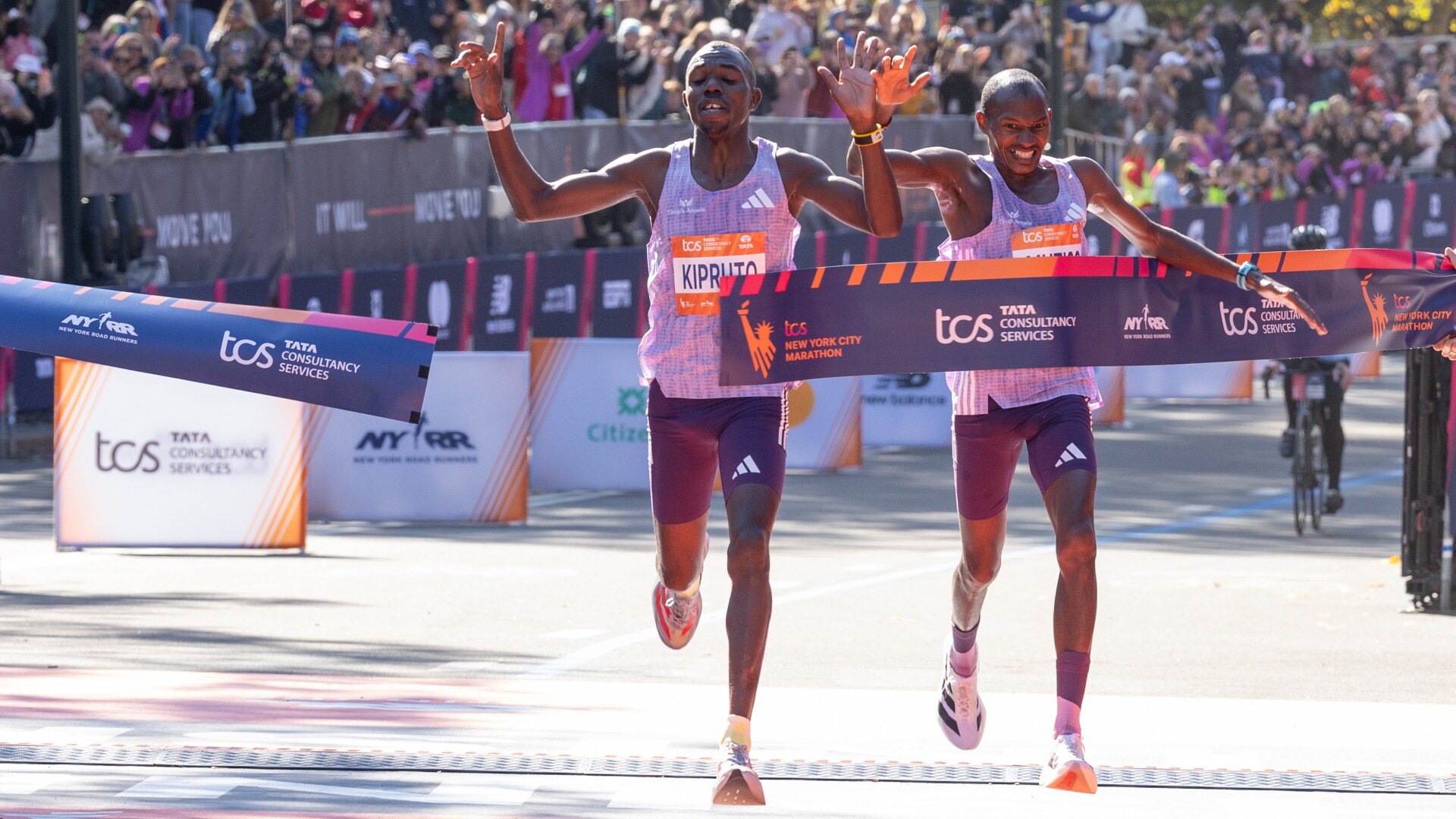 New York City Marathon: Benson Kipruto (in a photo finish), Hellen ...