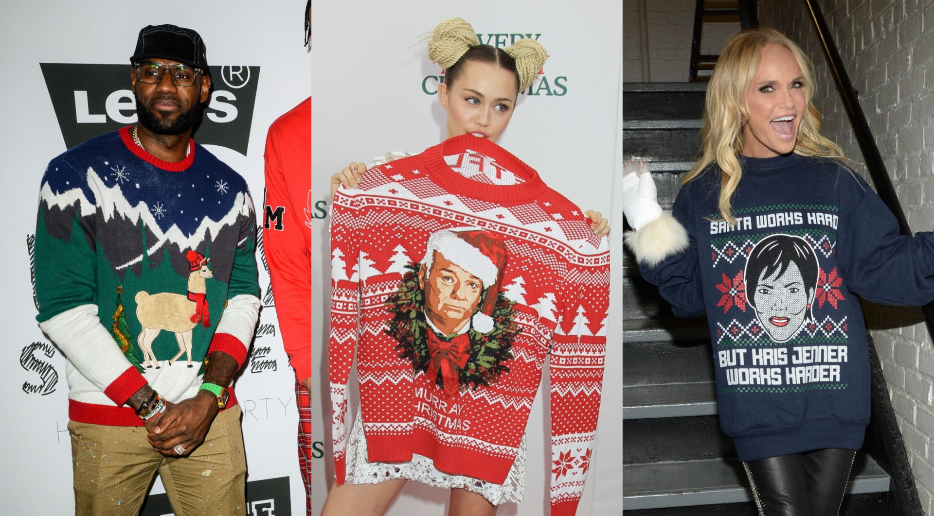 Celebrities in ugly Christmas sweaters