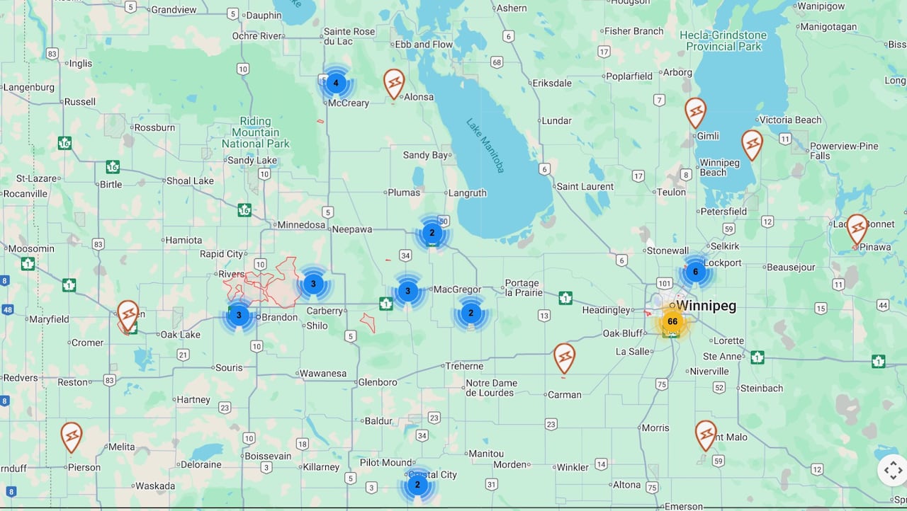 High winds knock out power in southern Manitoba Sunday