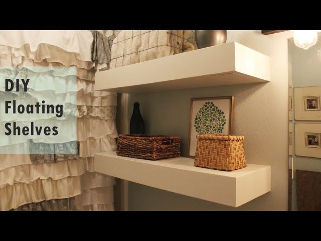 DIY bathroom floating shelves - above toilet ingenious storage