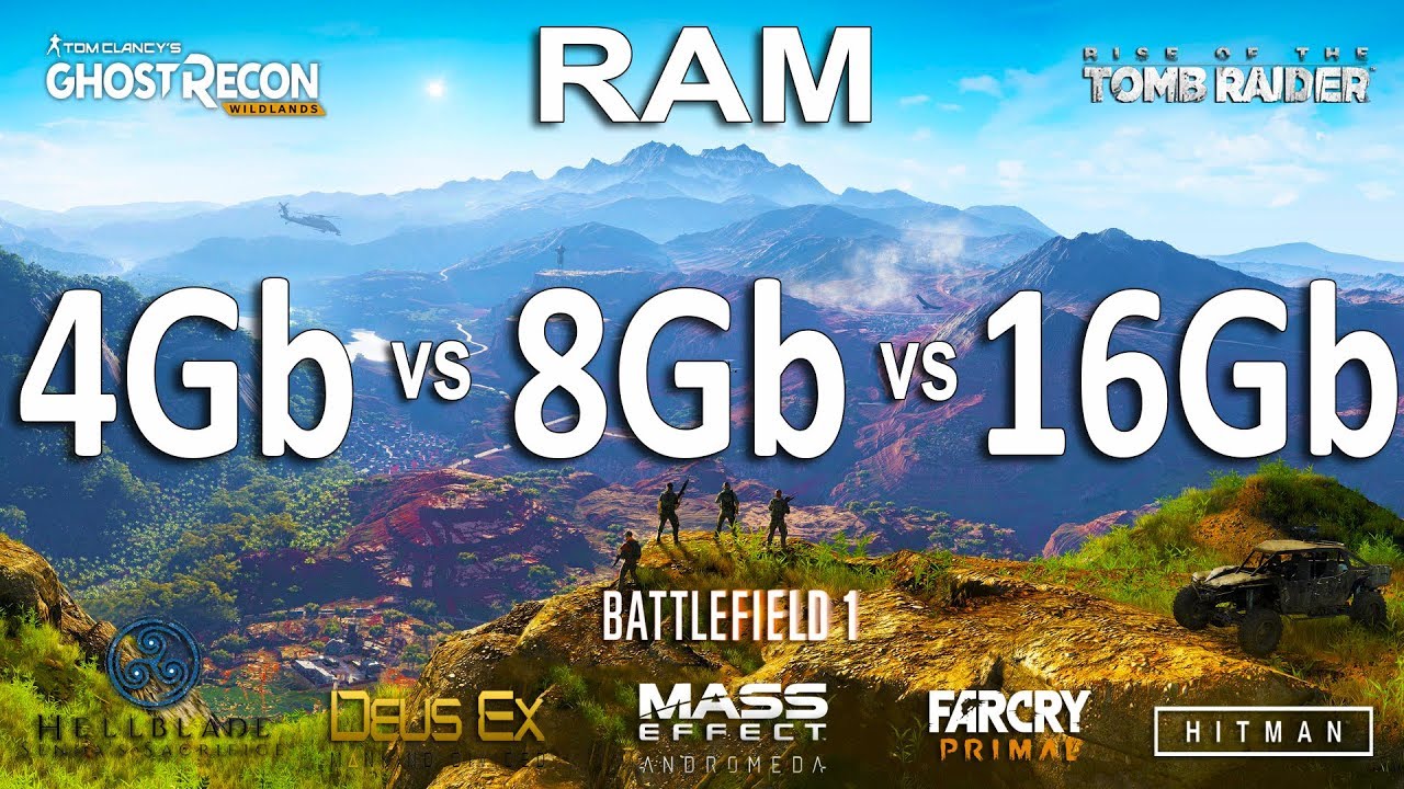 RAM: 4GB vs 8GB vs 16GB test in 8 games