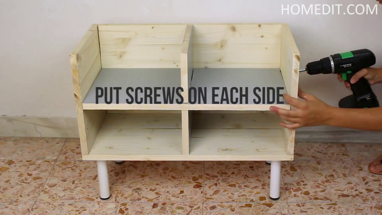 DIY shoe storage bench