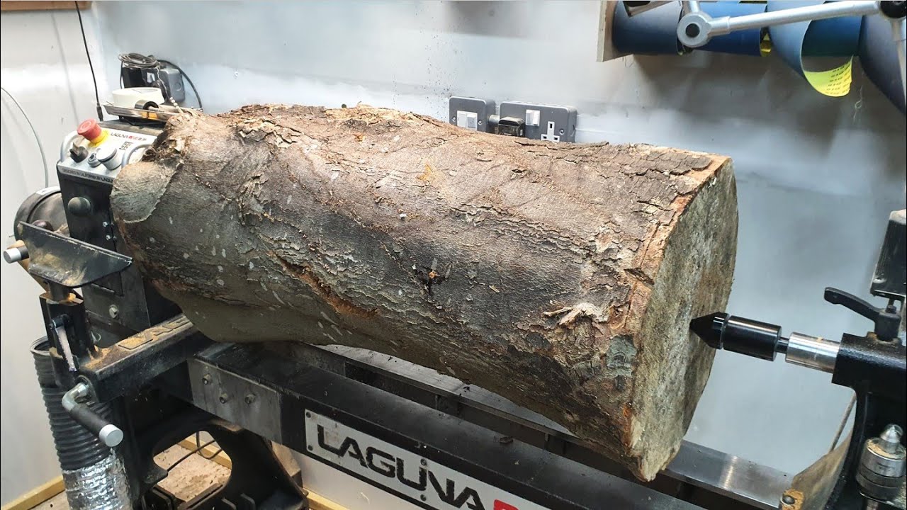 From 70kg sycamore to stunning lamp - woodturning giant project!