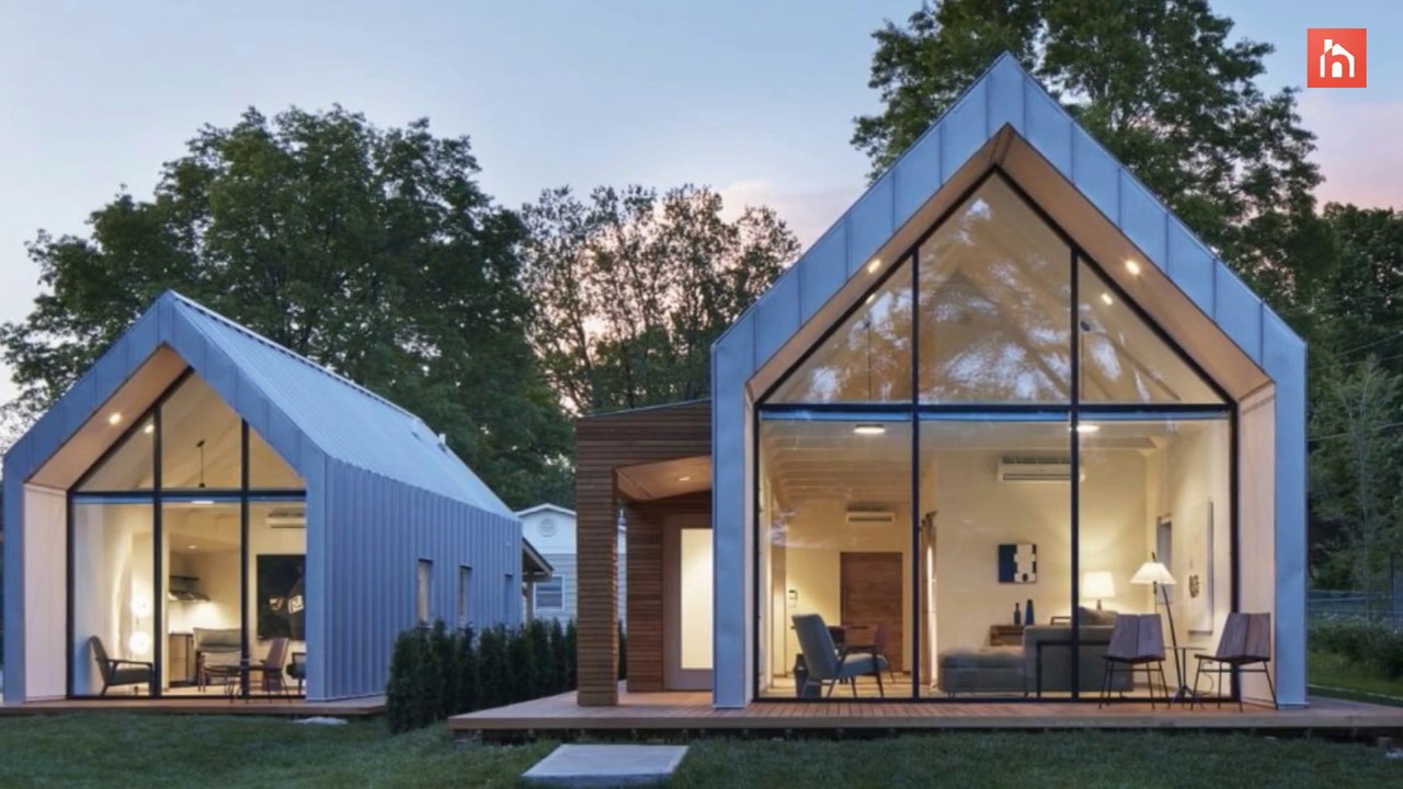A set of modern A-frame houses with super sustainable designs