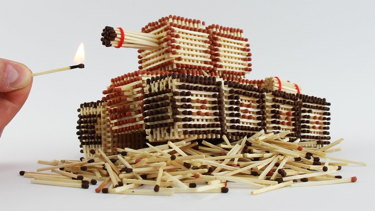 How to make a tank from matches without glue! Will I burn it?