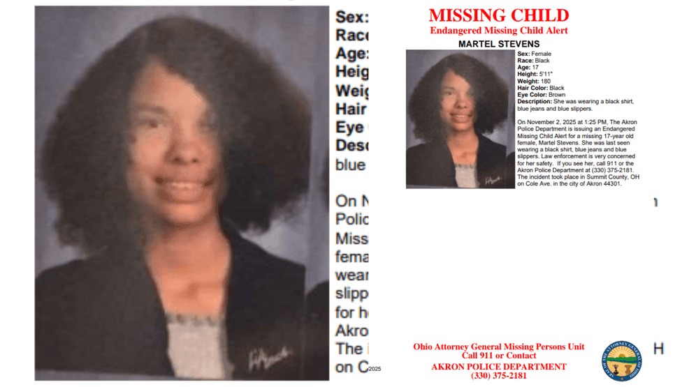 Endangered child alert issued for missing 17-year-old in Akron