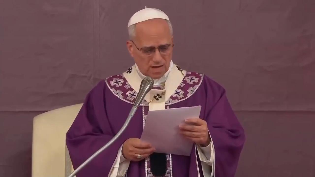 Pope Leo XIV celebrates Mass at a cemetery in Rome to commemorate the ...