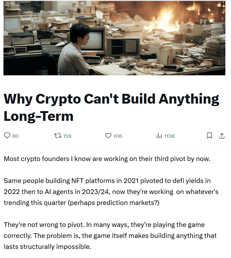 ’Sunk-cost-maxxing’ is killing long-term crypto development