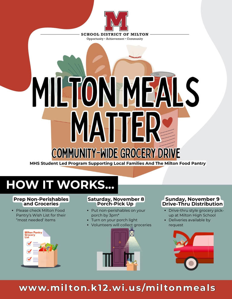 Milton School District students and staff to host community grocery drive