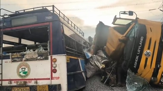 Telangana bus accident: 19 killed in massive truck-bus collision in ...