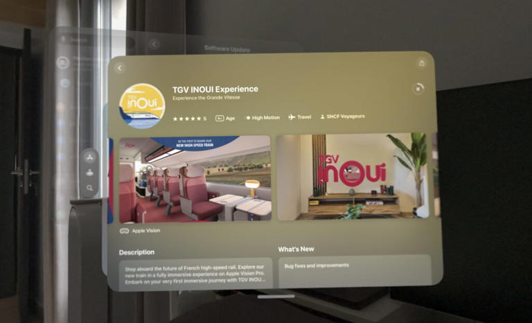 La SNCF a une application pour Apple Vision Pro : vous pouvez télétravailler depuis un train