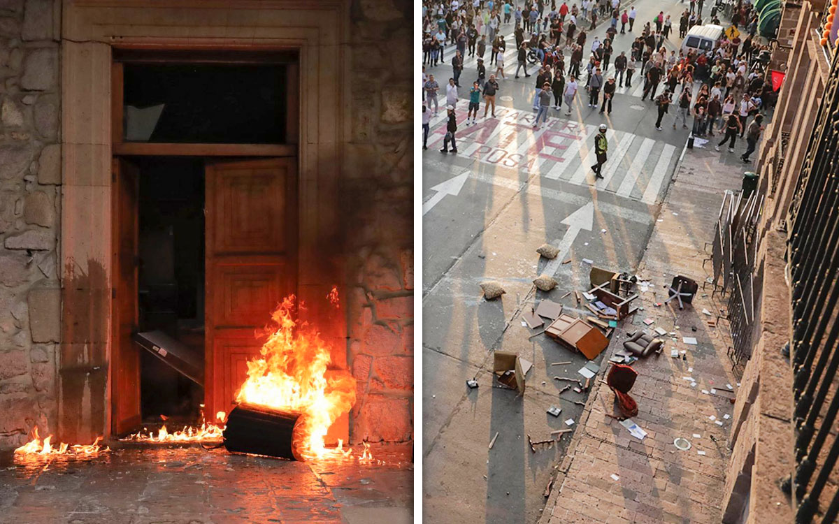 Destrozos en Palacio de Gobierno de Morelia tras marcha por asesinato ...